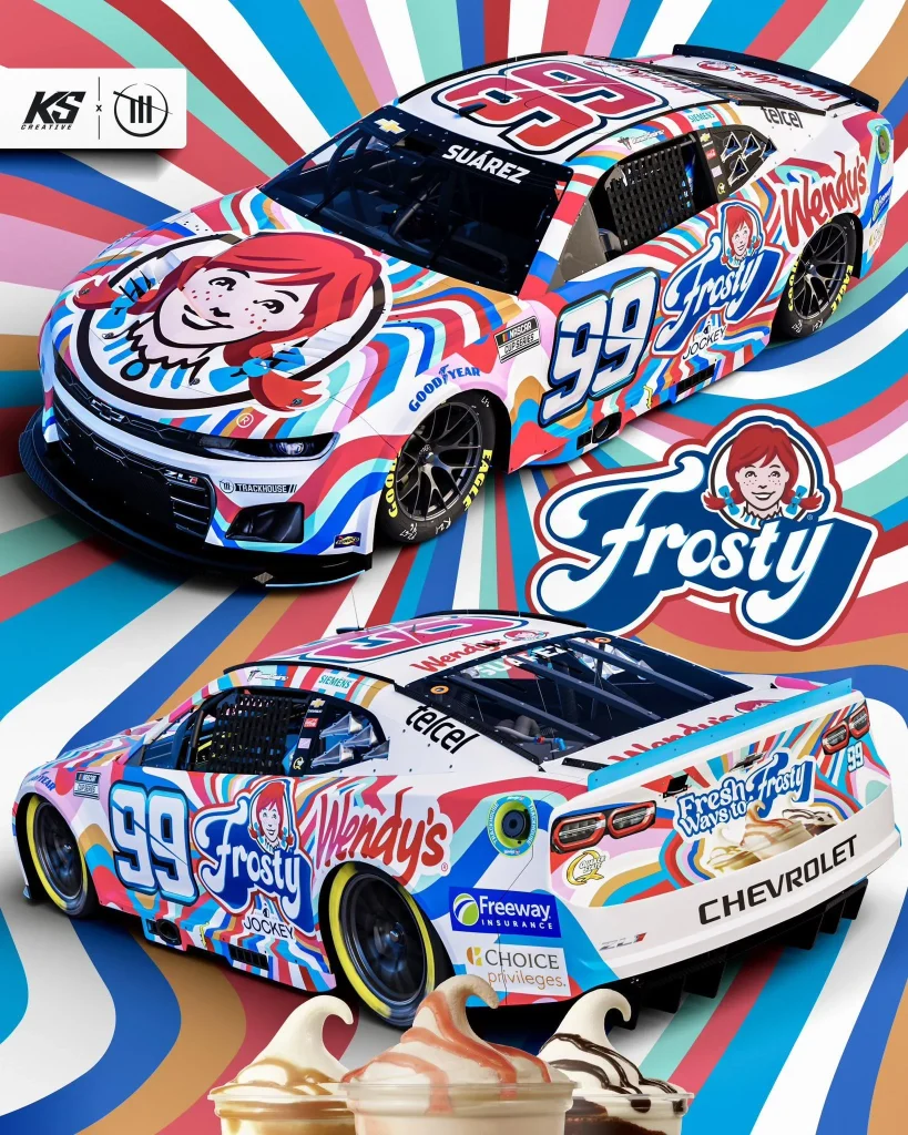 Daniel Suárez Unveils Bold Wendy’s NASCAR Livery at Talladega, Fans Go Wild