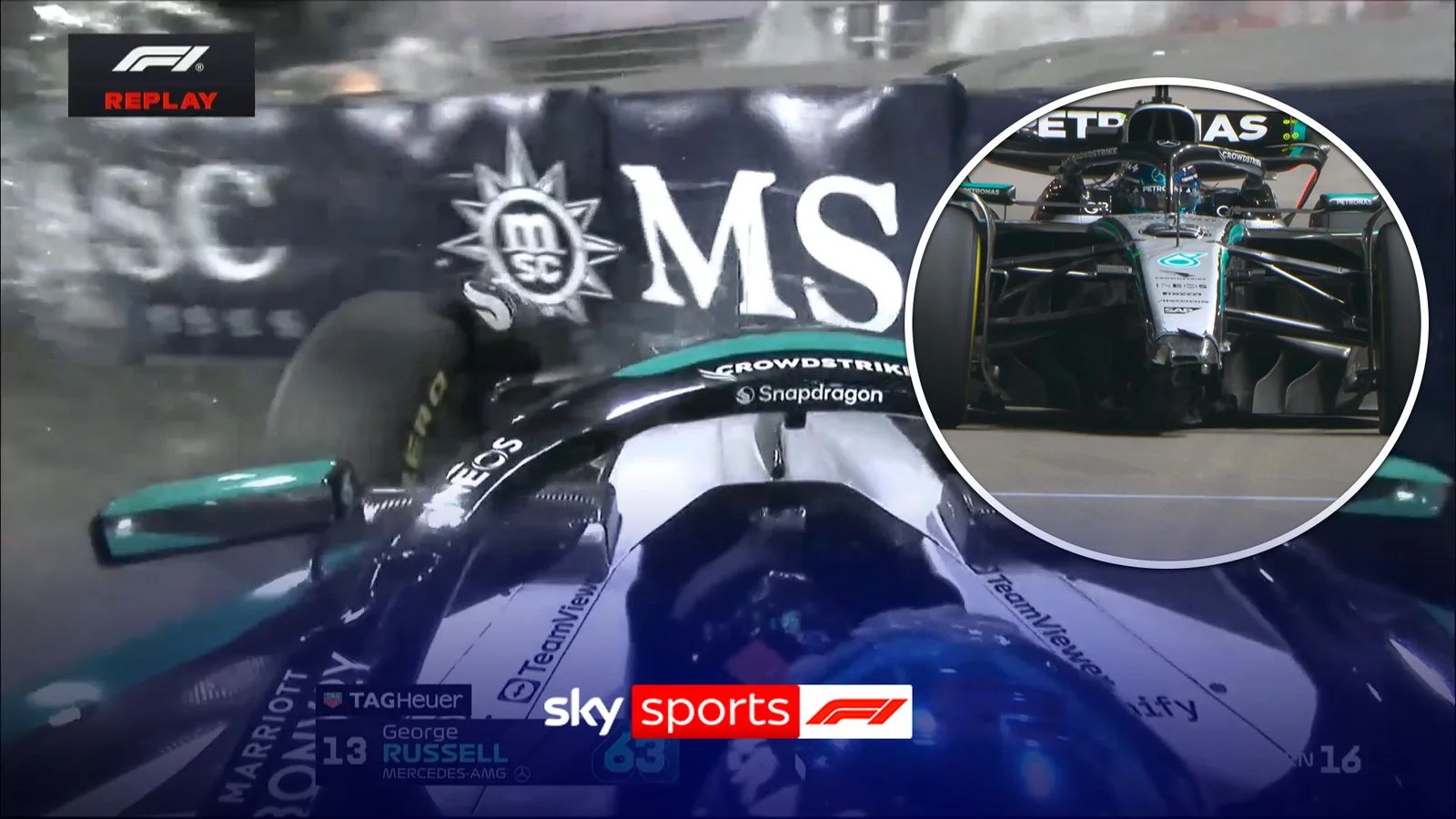 George Russell Crash in Singapore Halts FP2 Session